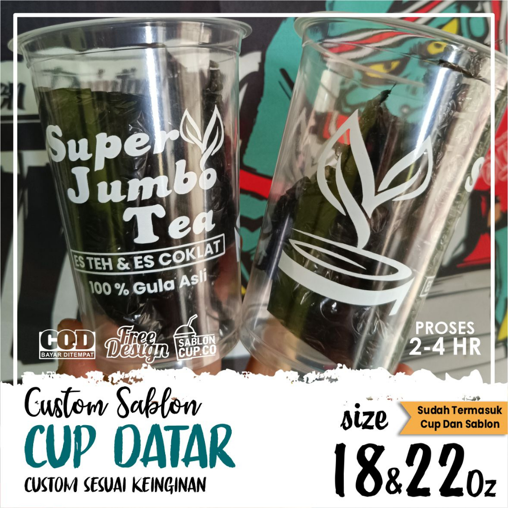 Jual CUSTOM Sablon Gelas Cup Datar Ukuran 18-22 Oz Merek Starindo bahan ...