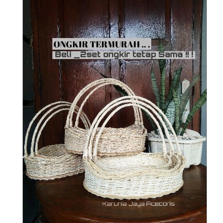 Jual Parsel MODEL OMBAK isi 3pcs - Parcel anyaman rotan Natural ...