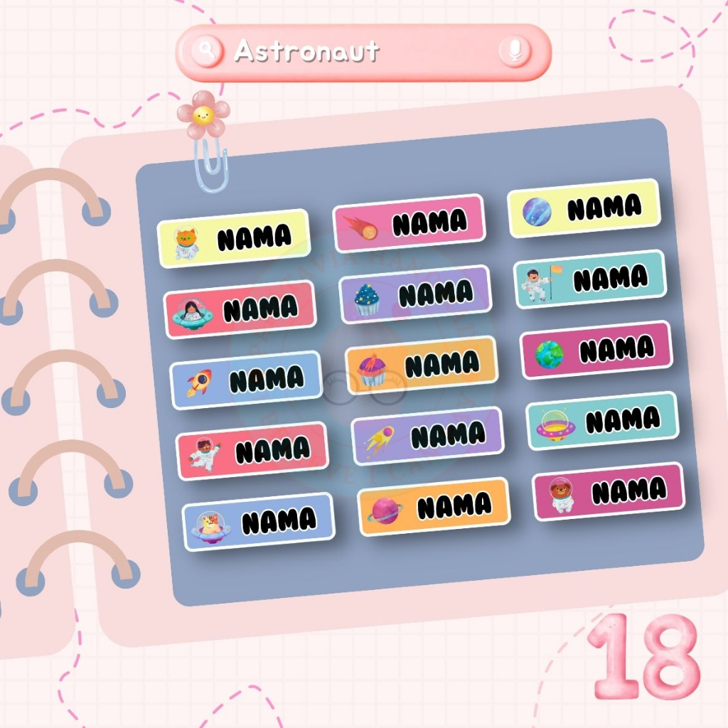 Jual Stiker Label Nama Lembaran Anak Custom / Stiker Nama Lembaran ...