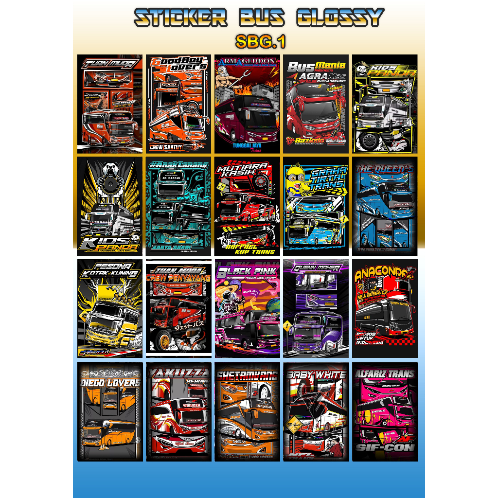 Jual Cetak Stiker Bus Mania Basuri Termurah Isi 20 Pcs free 3 Pcs ...