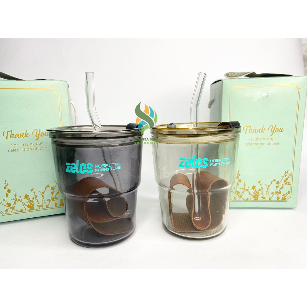Jual Souvenir Promosi Gelas Cup Sedotan Minum Kaca Unik Tumbler Mug ...