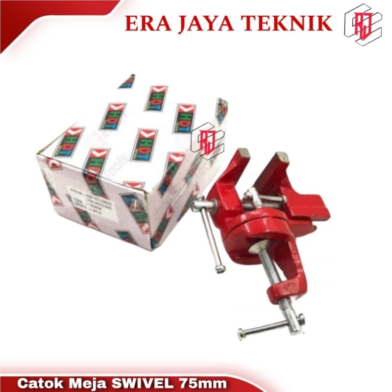 Jual HDT Tanggem meja 3" SWIVEL RED 75mm catok ragum table vise 75mm ...