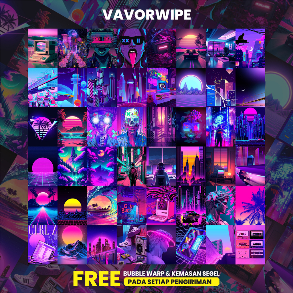 Jual Poster Dinding Aesthetic Bundle Vavorwave isi 48/24 Poster ...