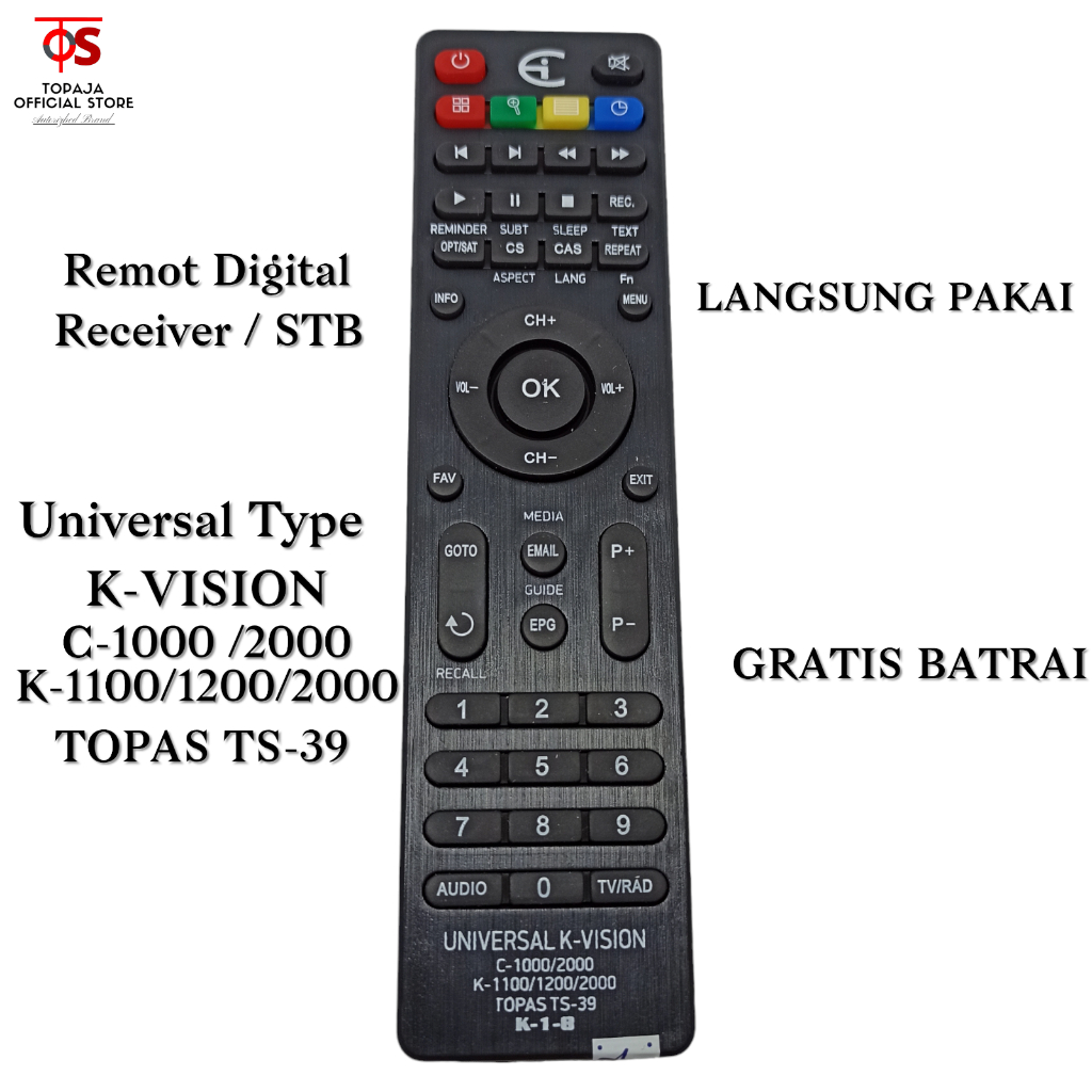 Jual BAOJICEO Remot STB Digital Receiver K-VISION TOPAS Langsung Pakai ...