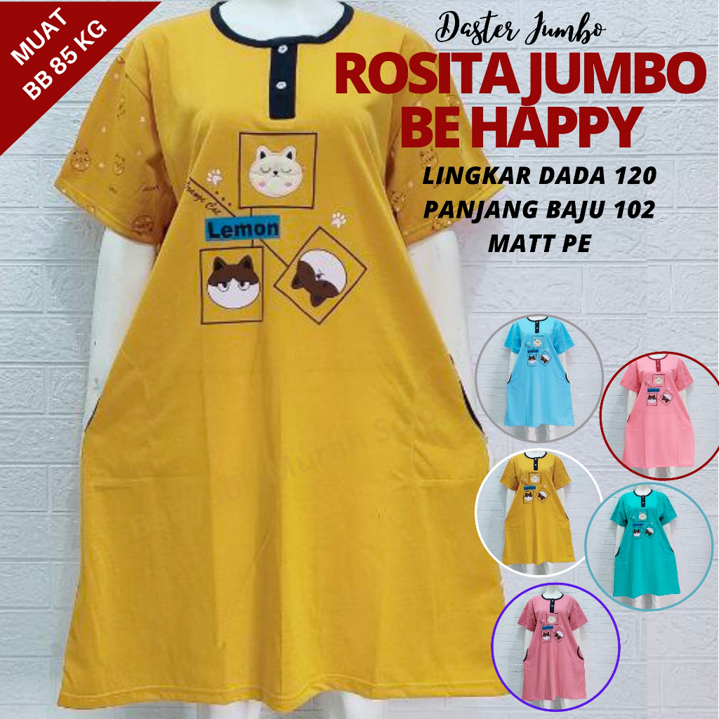 Jual ( Dst Rosita Jumbo ) Daster Kaos Wanita Bumil Baju Tidur Motif ...