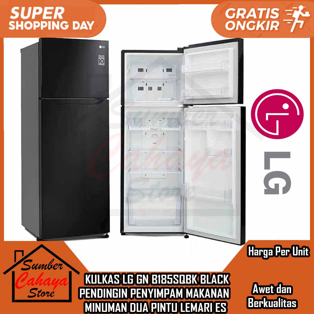 Jual [Kargo] KULKAS GN B185SQBK 2 PINTU LG INVERTER Door Cooling Hitam ...