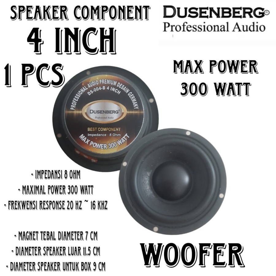 Jual SPEAKER 4 INCH DUSENBERG BEST COMPONENT WOOFER DS-004-B ORIGINAL ...