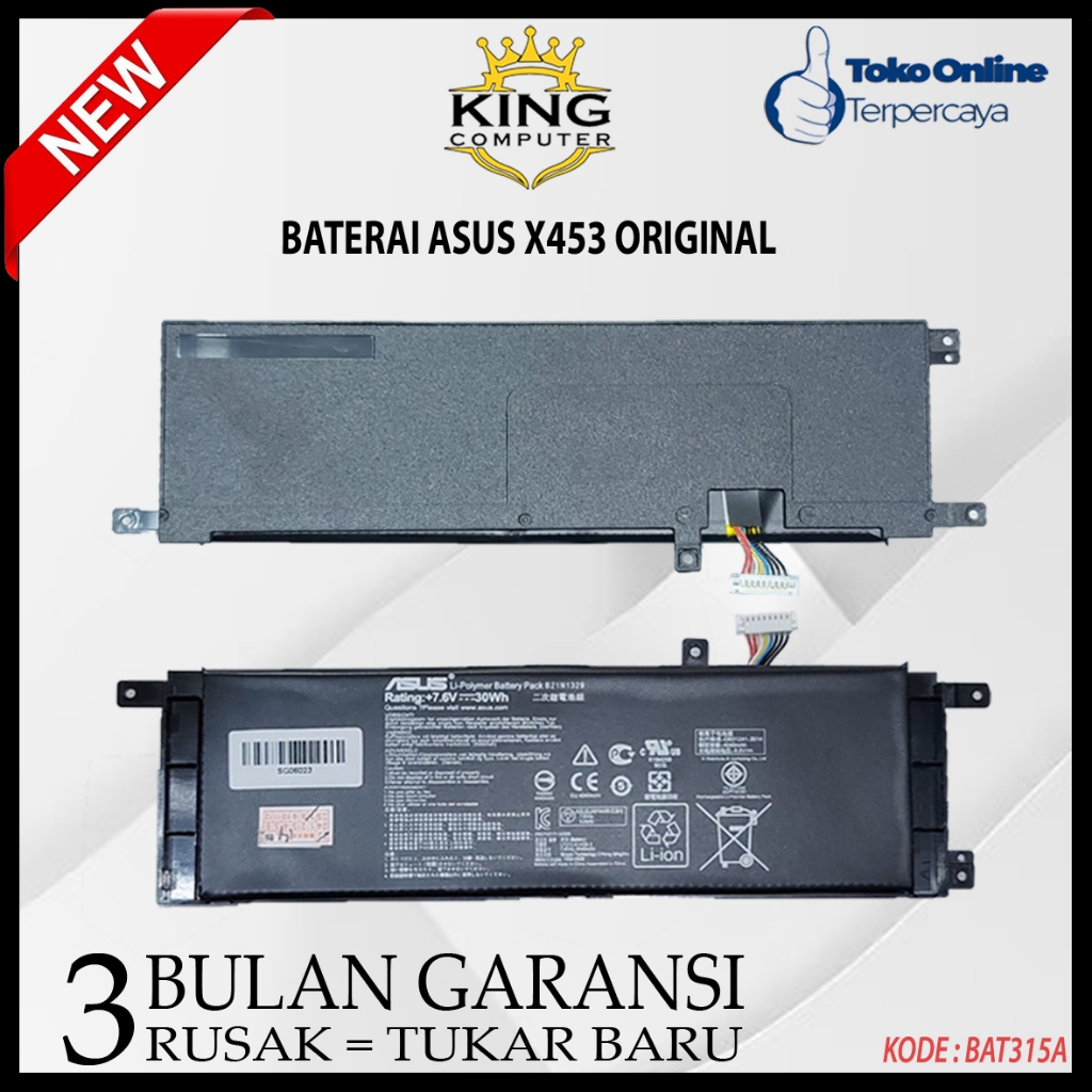 Jual BATERAI ASUS X453 X453M X453MA X453S X453SA X553MA B21N1329 ...