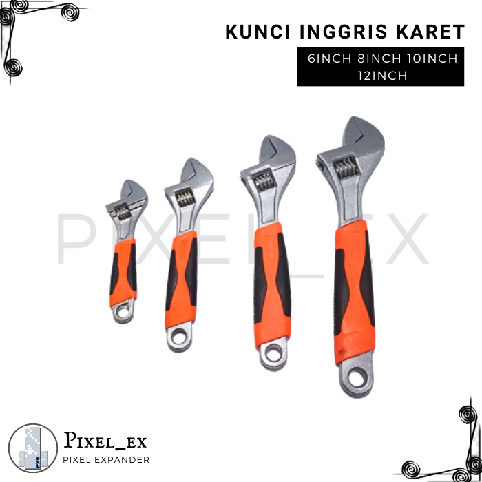 Jual Kunci Inggris Adjustable Wrench 6" 8" Inch Gagang Karet | Shopee ...