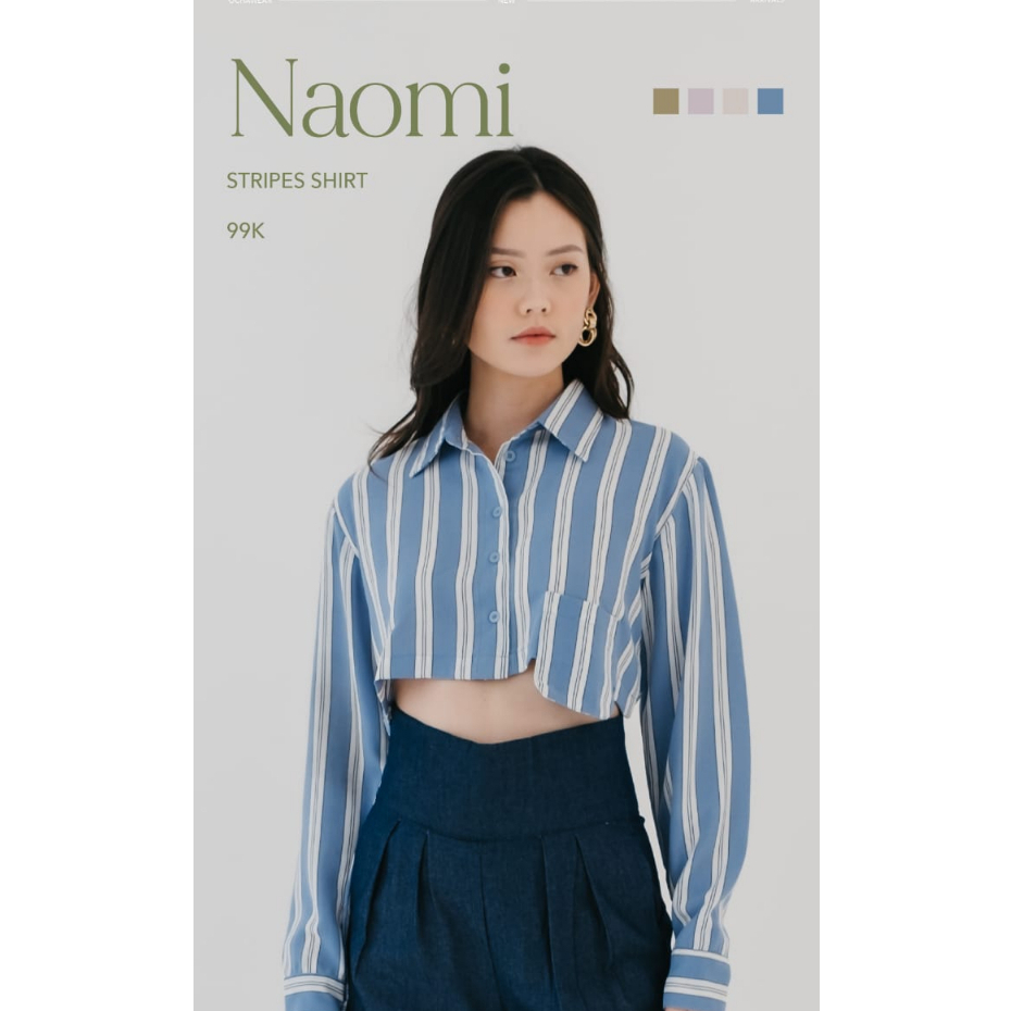 Jual Naomi Stripes Shirt --- Ocha Wear | Shopee Indonesia