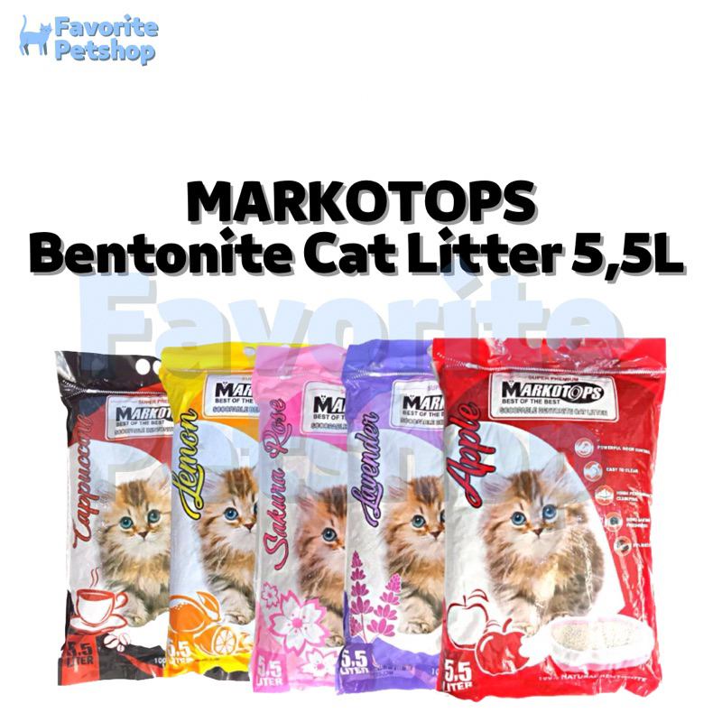 Jual MARKOTOPS Super Premium Bentonite Cat Litter 5,5 L Pasir Kucing ...
