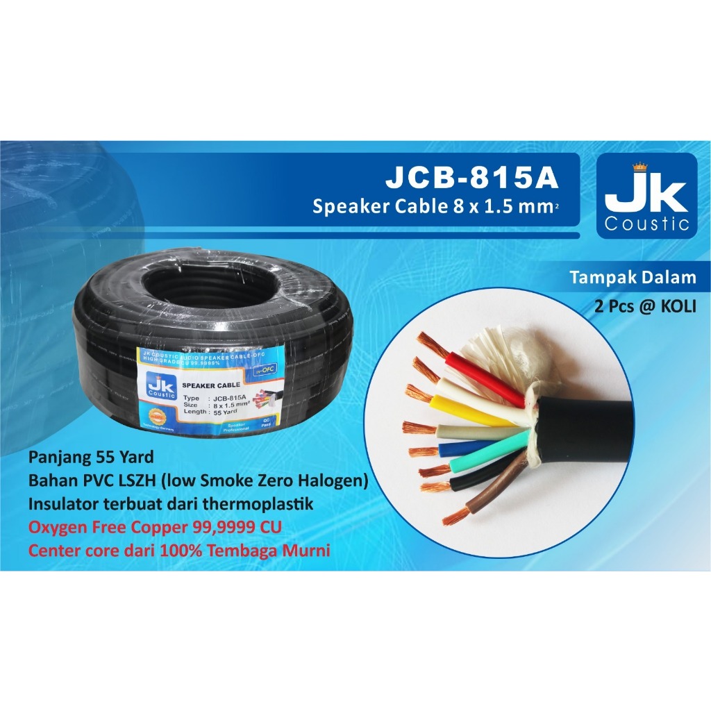 Jual Kabel Speaker JCB-815A Jk Coustic Cable 8x1.5mm 5meter | Shopee ...