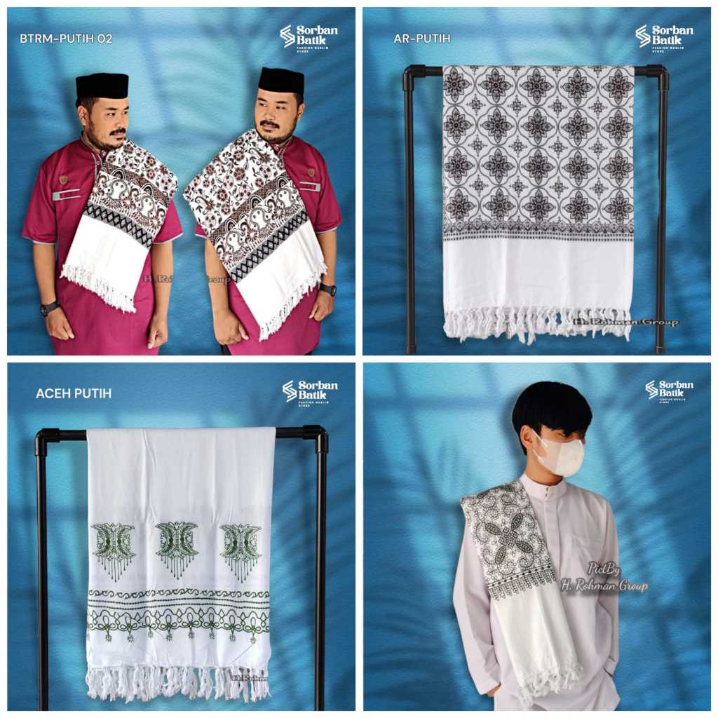 Jual BARU Sorban Santri Habib Rida Solo Motif Batik Aceh Kwalitas Grade ...