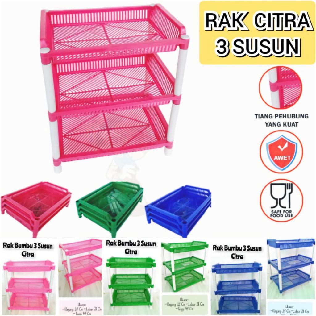 Jual Rak plastik Rack cosmetic 3 susun Rack bumbu rak susun serbaguna ...