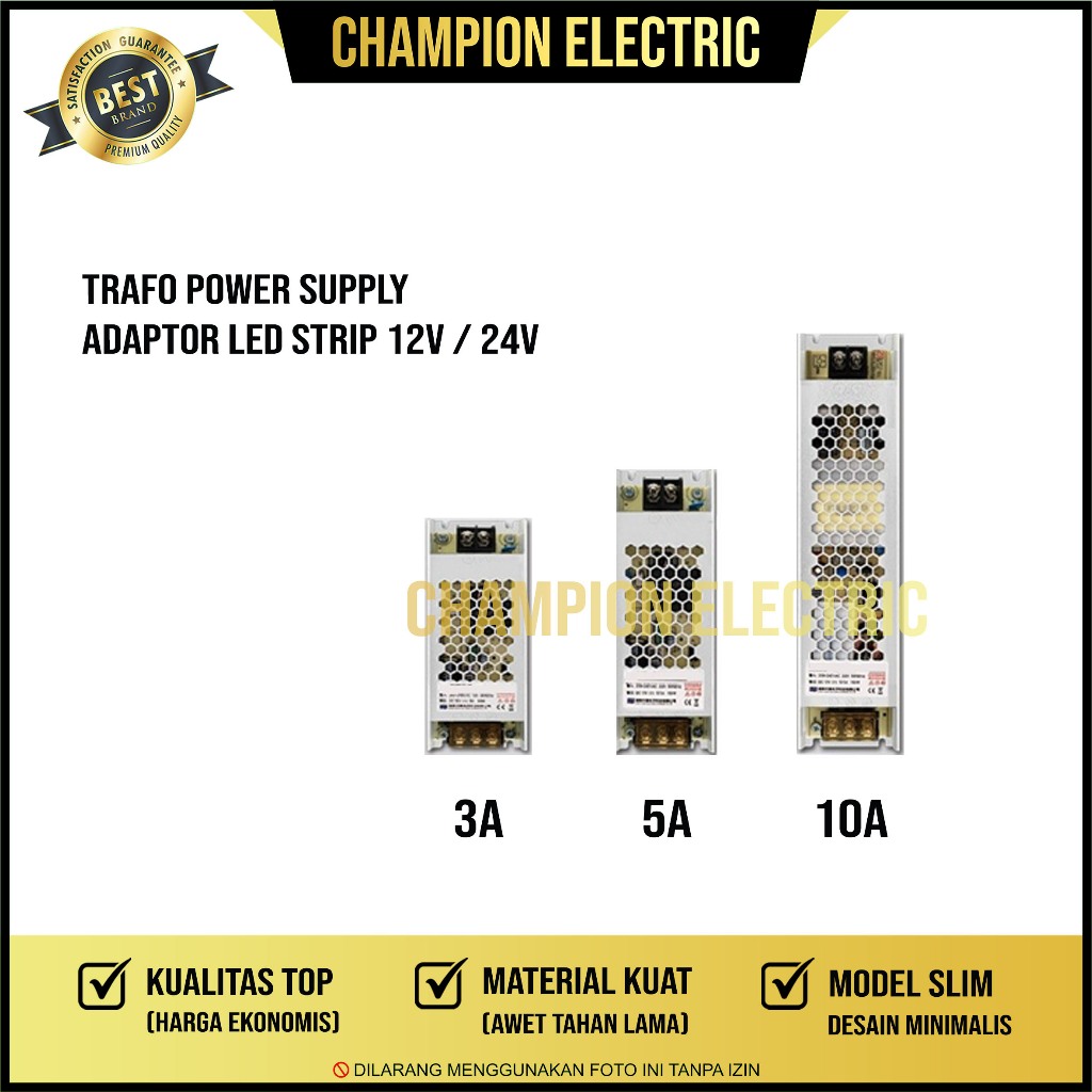 Jual Trafo SLIM LED Strip 3A 5A 10A Adaptor 12v 24v Body Travo Power Supply | Shopee Indonesia