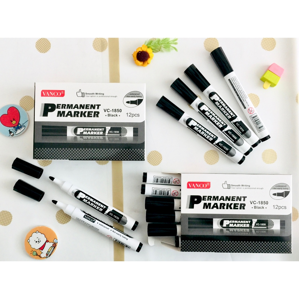Jual (12 PCS) SPIDOL PERMANENT MARKER VANCO VC-1850 (BISA DI REFILL ...