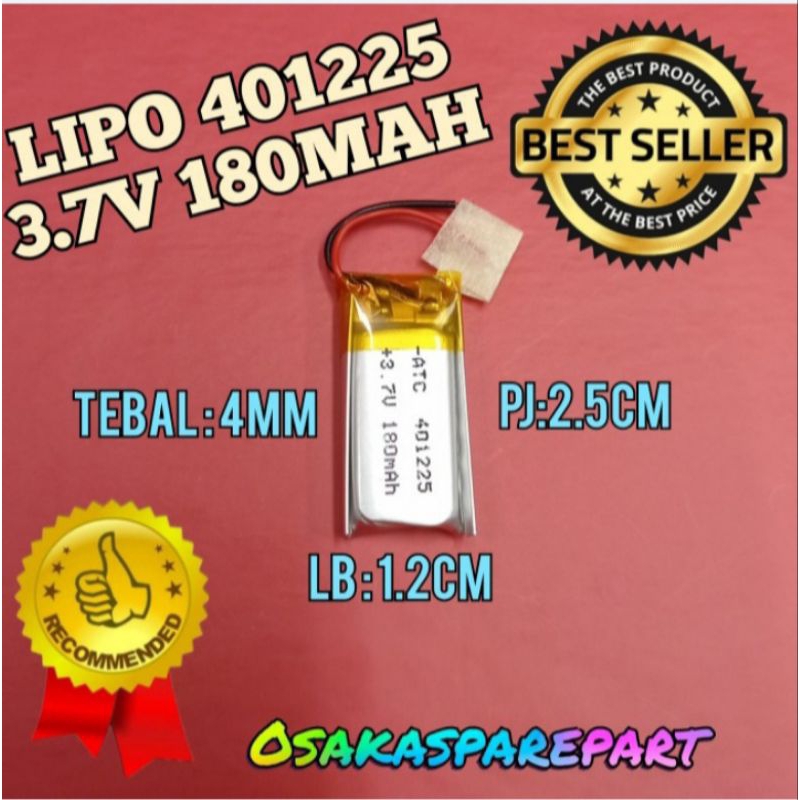 Jual Baterai LiPo Lithium-ion Polymer 3,7V 180mAh 401225 | Shopee Indonesia