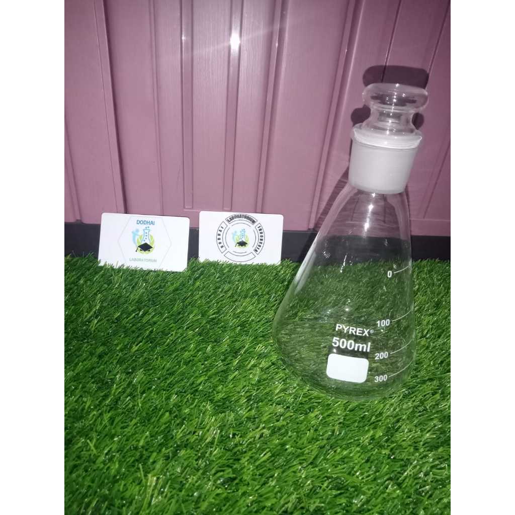 Jual Erlenmeyer / Erlenmayer / Elemayer / elemeyer 500ml asah + tutup ...