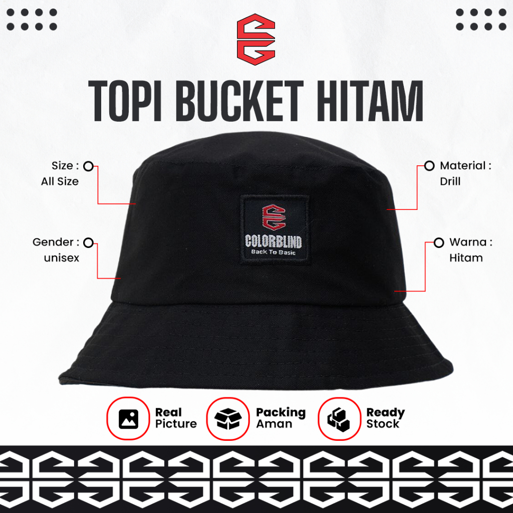 Jual Topi Bucket Pria Wanita Jungle Hat Polos Unisex Bahan Katun Drill ...