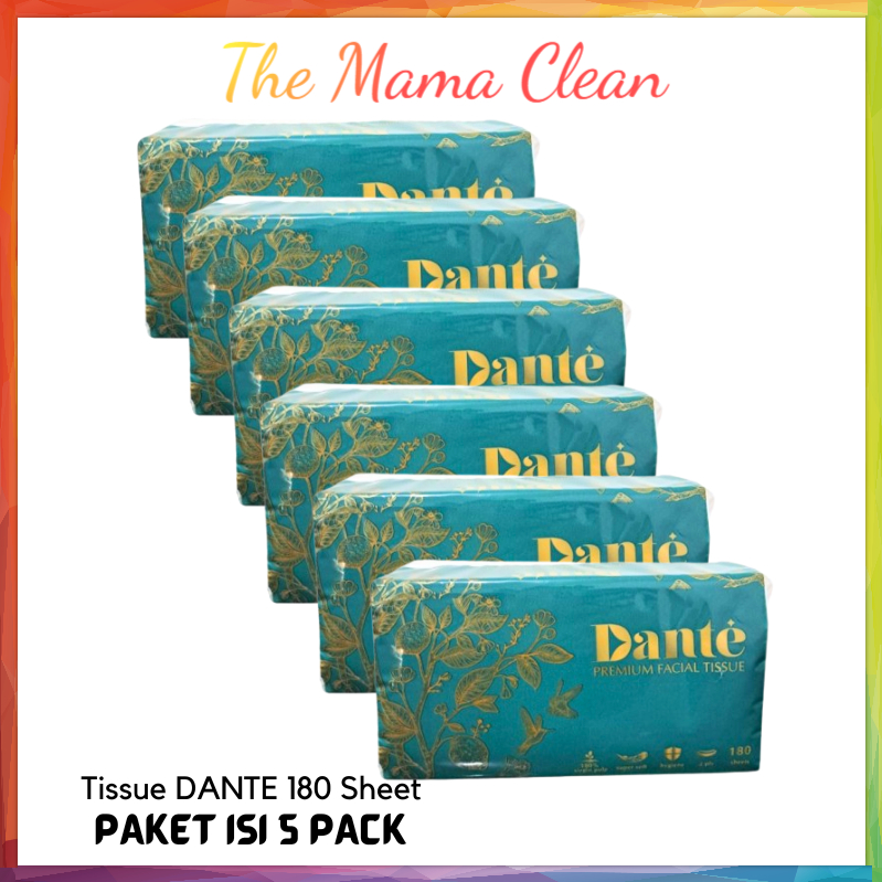 Jual Dante Premium Facial Tissue 180 Sheets Soft Tissue [ ISI 5 PACK ...