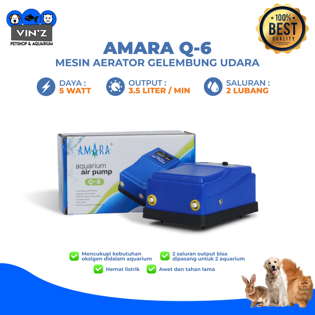 Jual Aerator Aquarium Gelembung Udara Aerasi Amara Q6 2 Lubang Original | Shopee Indonesia