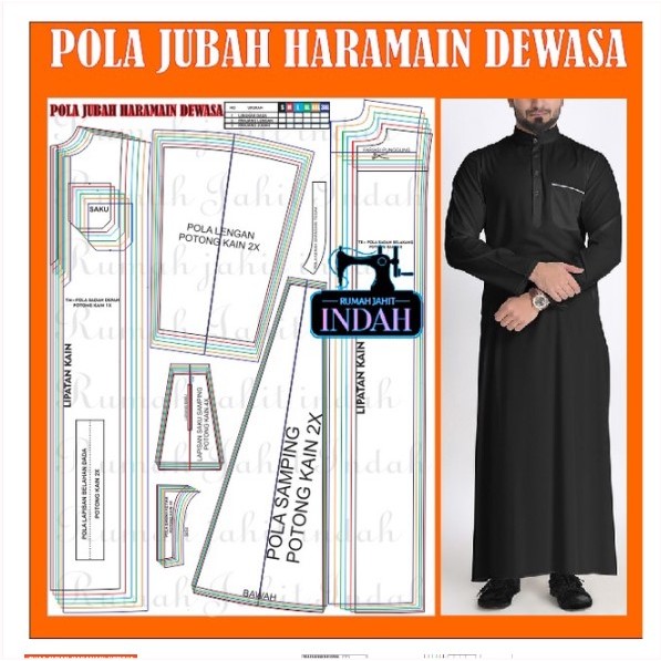 Jual POLA JAHIT JUBAH HARAMAIN DEWASA POLA INSTAN 1 UKURAN | Shopee Indonesia