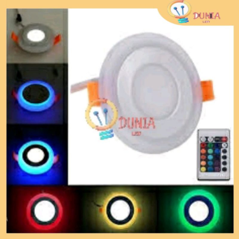 Jual Panel Down light LED RGB 6+3 Watt Bulat Dengan Remote | Shopee ...