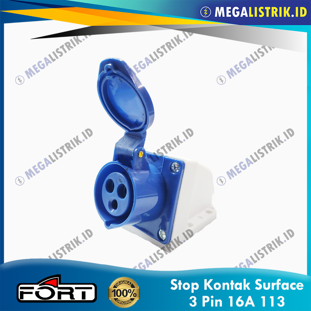 Jual FORT STOP KONTAK INDUSTRIAL SURFACE 3 PIN 16A / WALL SOCKET GENSET ...