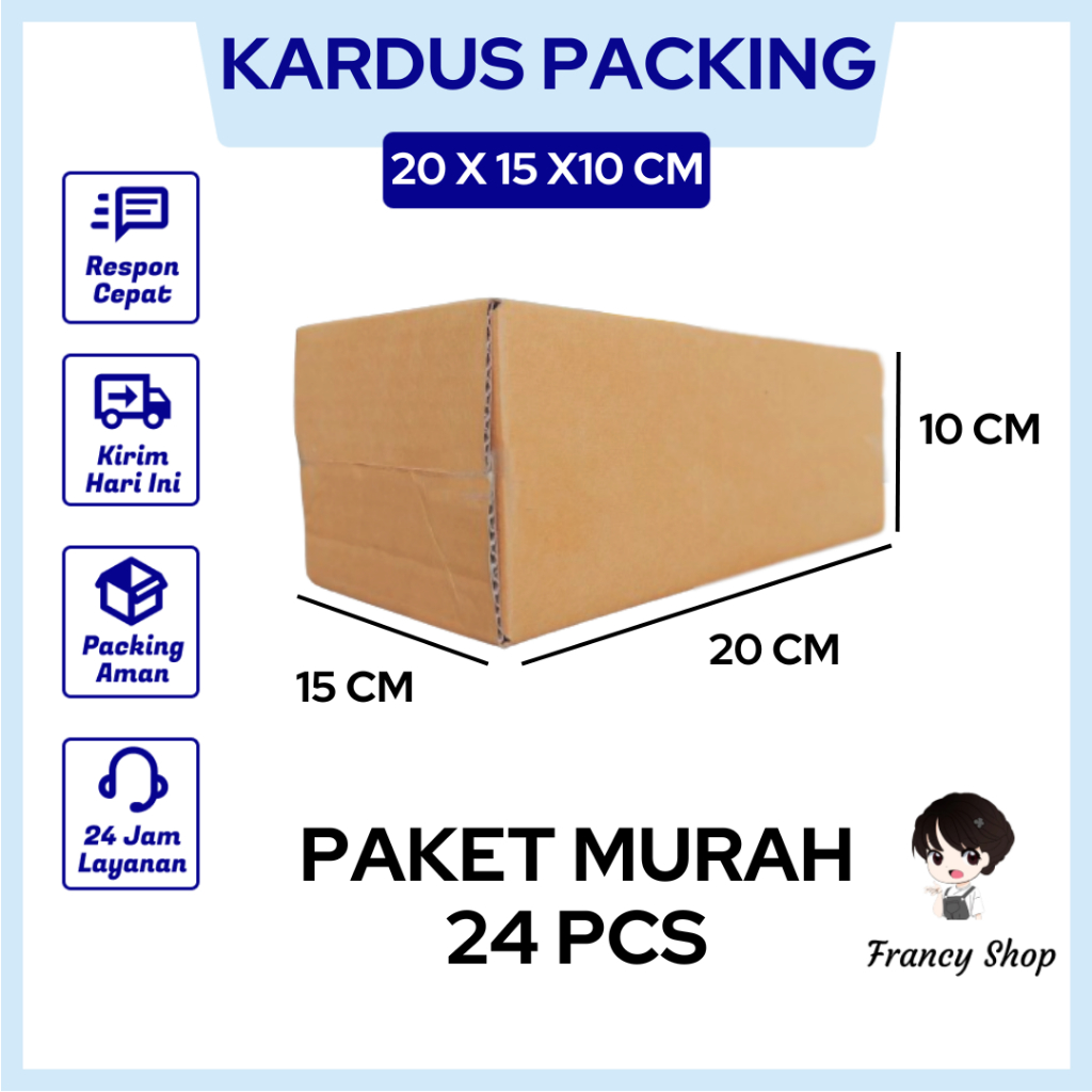 Jual Paket Murah Kardus ukuran 20x15x10 cm Kotak Packing Polos x24 Pcs ...