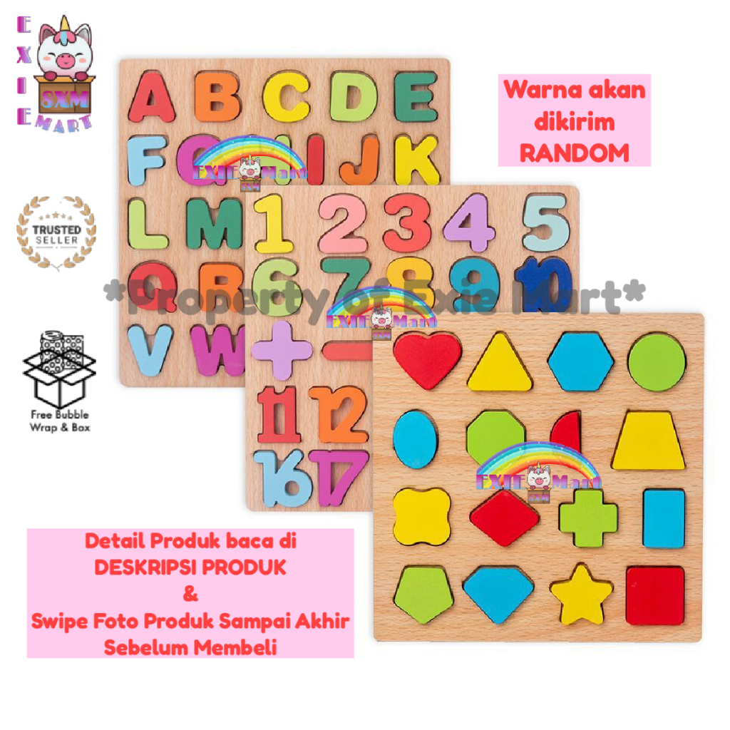 Jual MAINAN ANAK [502-2] PUZZLE KAYU ALFABETH HURUF ABC & ANGKA 3D ...
