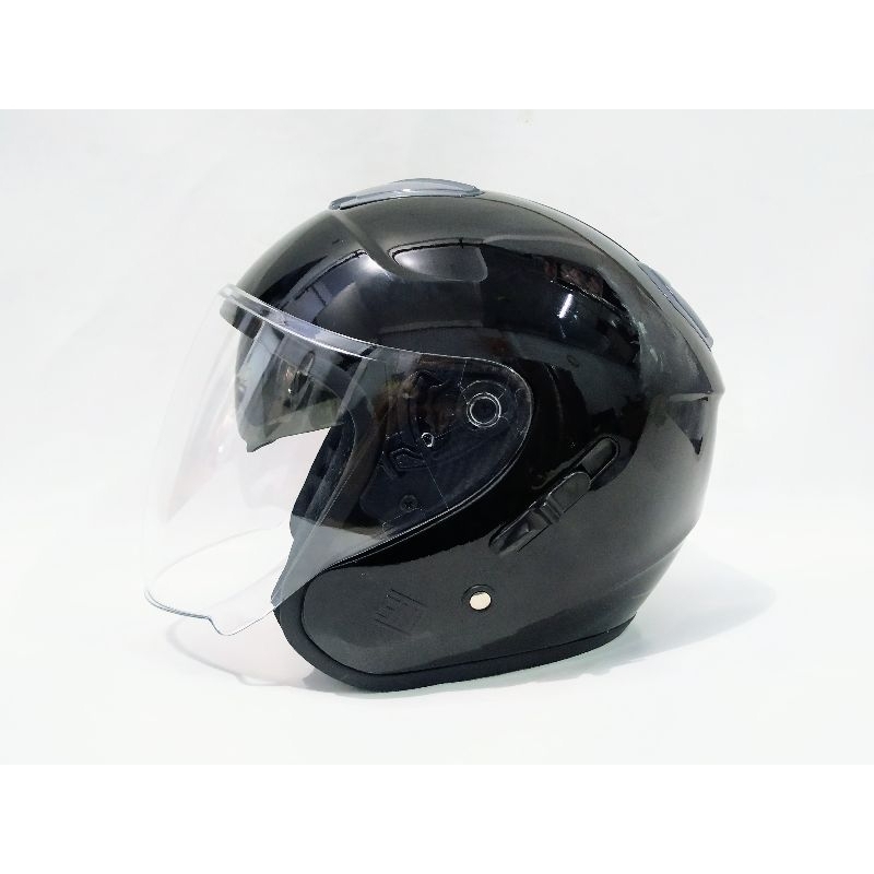Jual HELM ARL KYOTO DOUBLE VISOR HITAM GLOSSY HALF FACE SNI. | Shopee ...