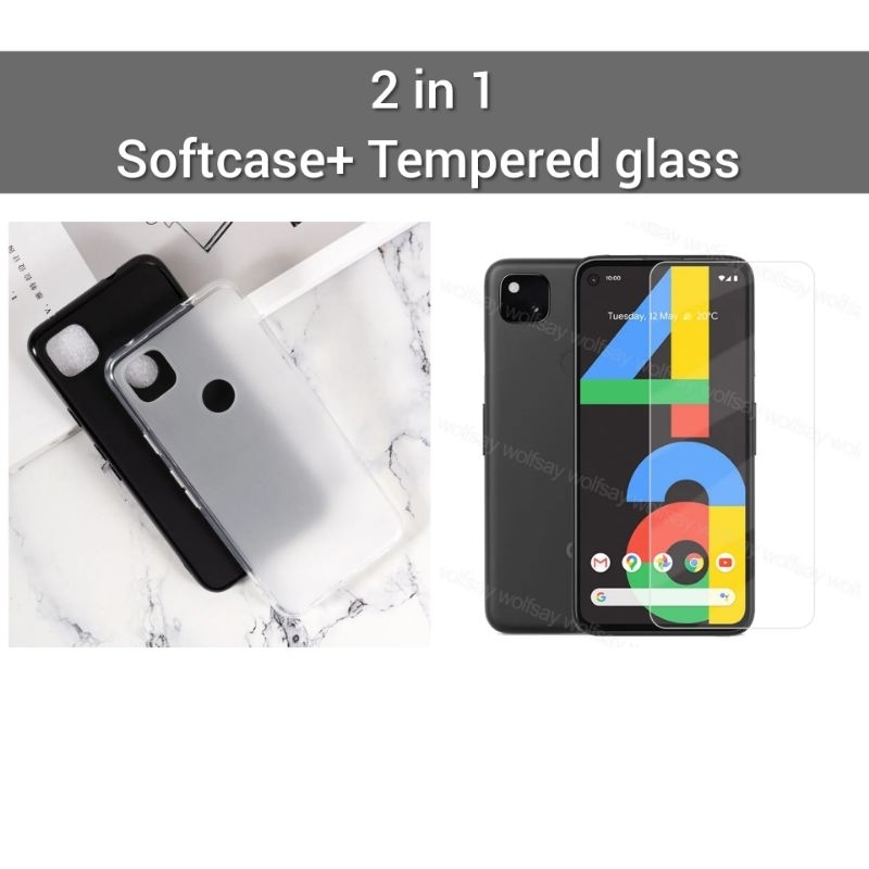 Jual 2 in 1 Soft Case and Tempered Glass Pixel 4A 5G Anti Gores Pixel ...