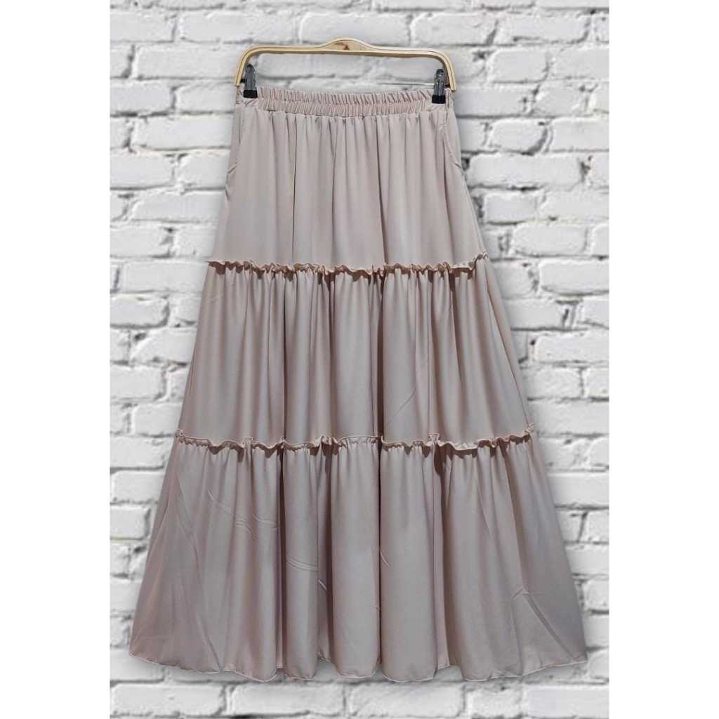 Jual Rok Ruffle Skirt 3 Susun + Kantong ( Kiri & kanan ) / Rok Panjang ...