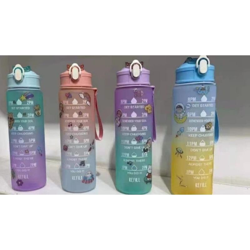 Jual BOTOL MINUM NEW KOREA 1 LITER TIME MOTIVASI VIRAL GRADASI TRITAN 1 ...