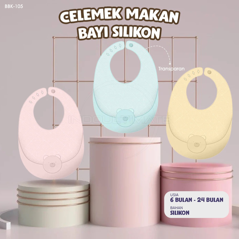 Jual Celemek Silikon Anak Bayi Balita Super Ringan BBK-105 Peralatan Makan MPASI Slaber Bayi ...