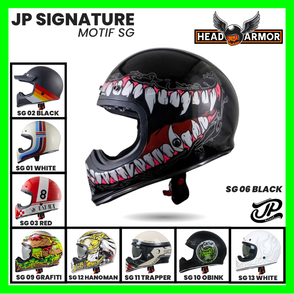 Jual Helm JP Signature SG Motif | Helm Retro | Full Face | Head Armor ...