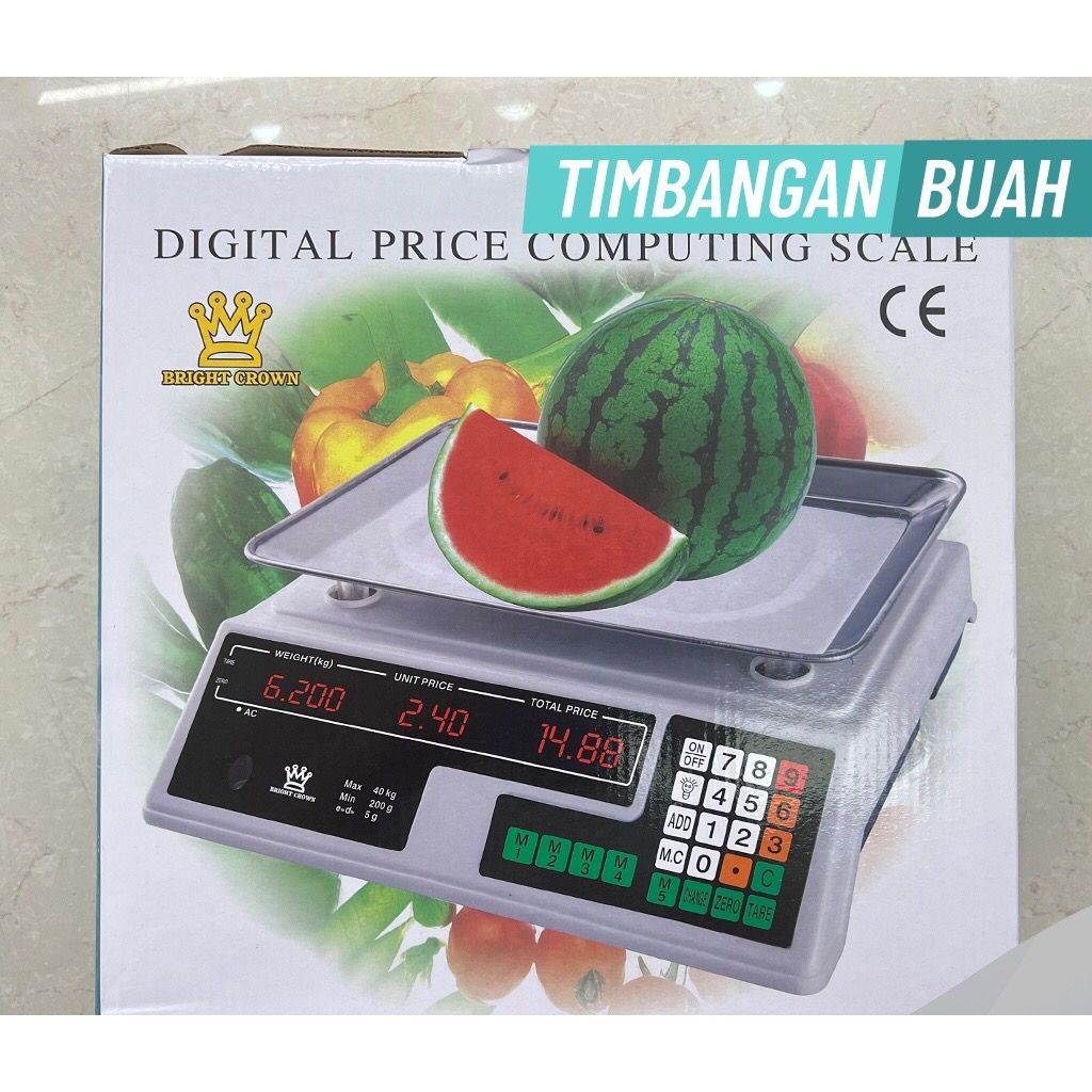 Jual Bright Crown Timbangan Buah Digital 40kg Double Display Digital ...