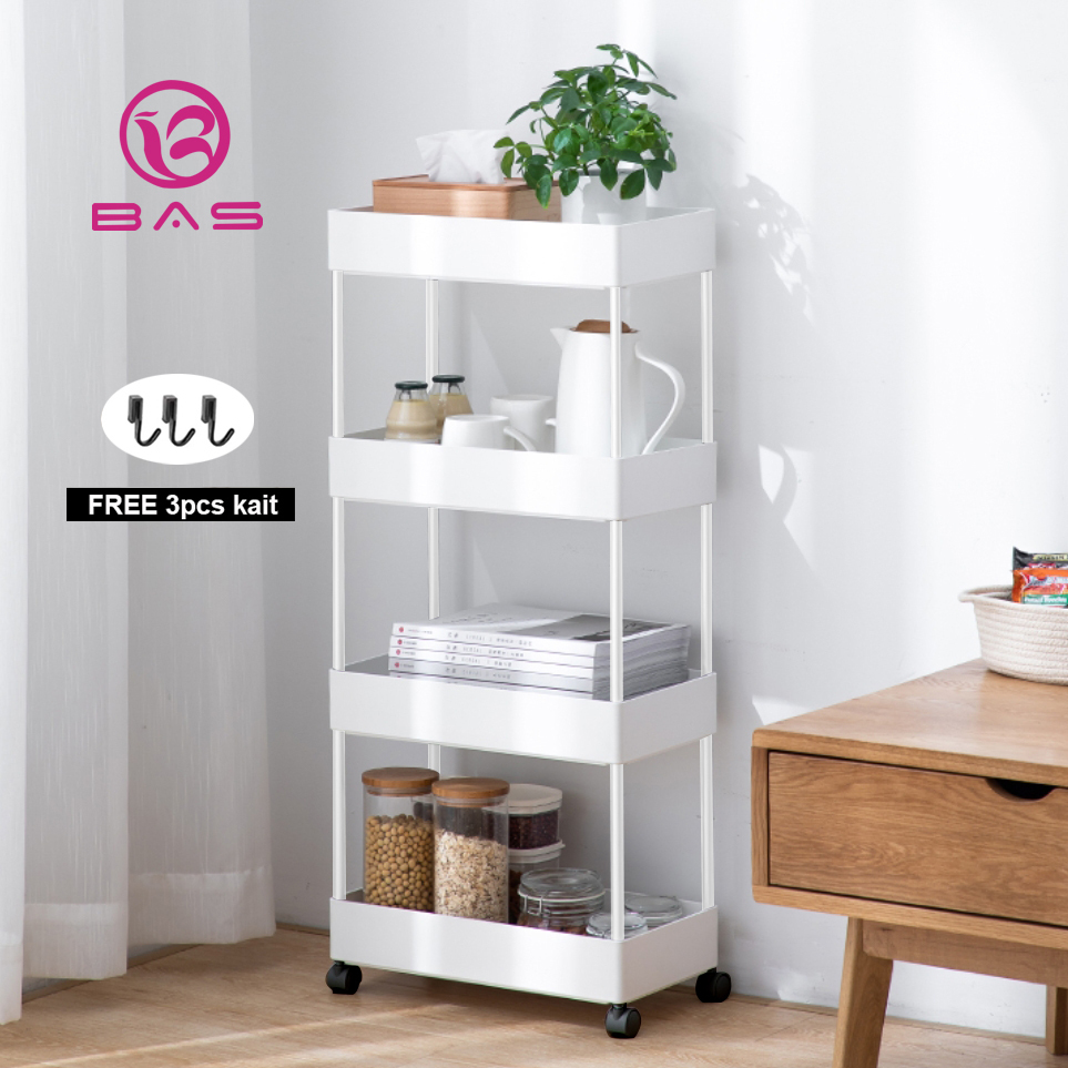 Jual BAS square rak troli rak dapur rak serbaguna 4 tingkat dengan roda ...