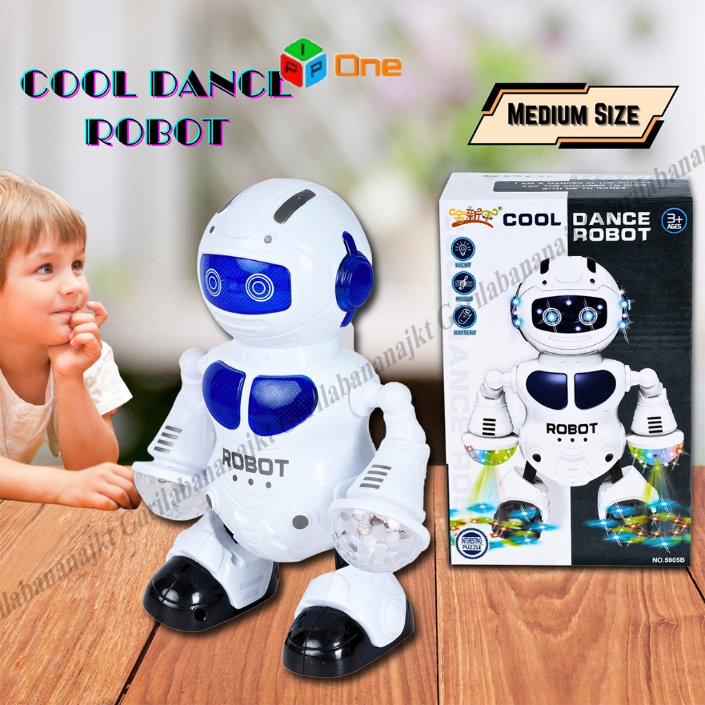 Jual Mainan robot dancing cool dance light and music rotating 360 ...