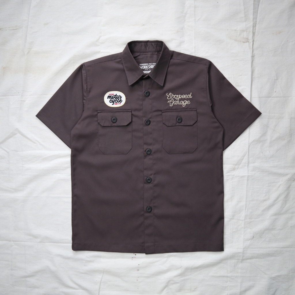 Jual Workshirt / Kemeja Pria ~ "Motor Garage" by SIXSPEEDMOTO ~ Walnut ...