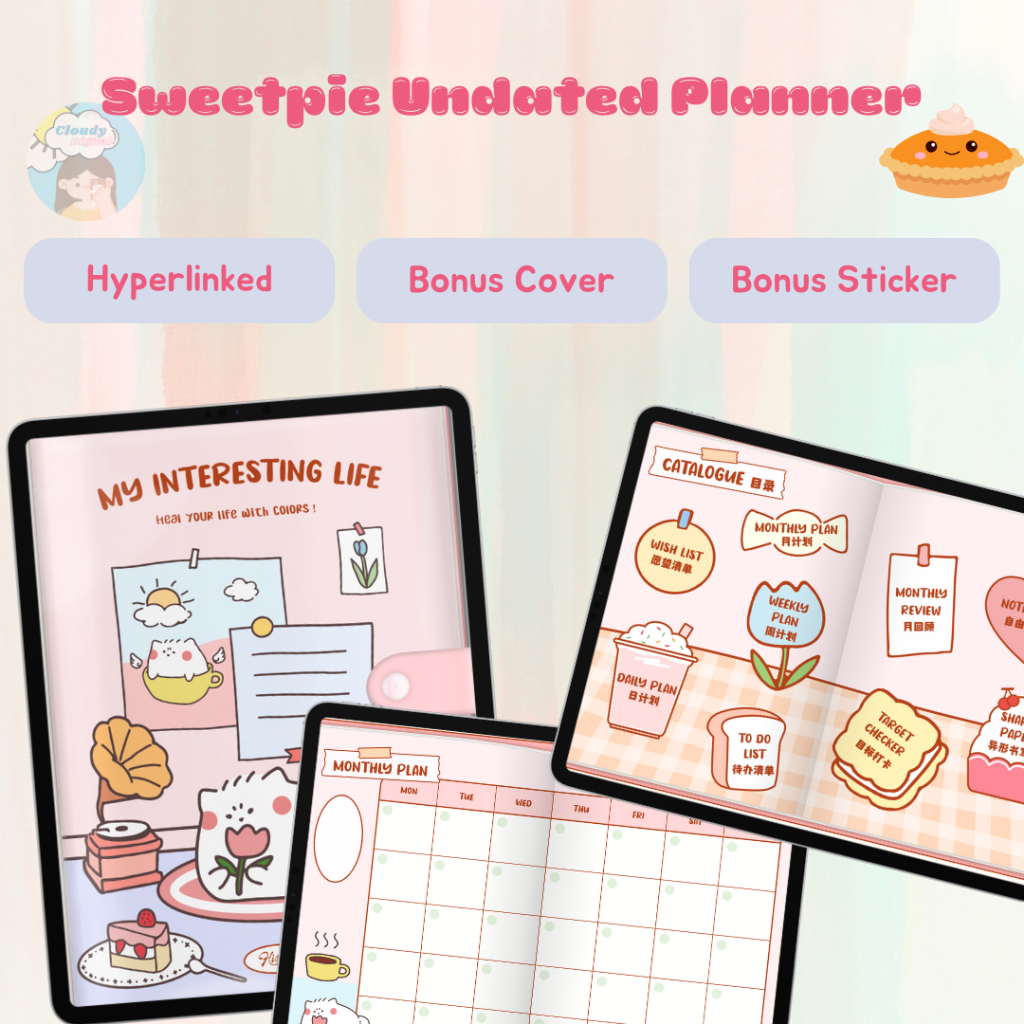 Jual Digital Planner Landscape Aesthetic and Colorfull --- Sweetpie ...