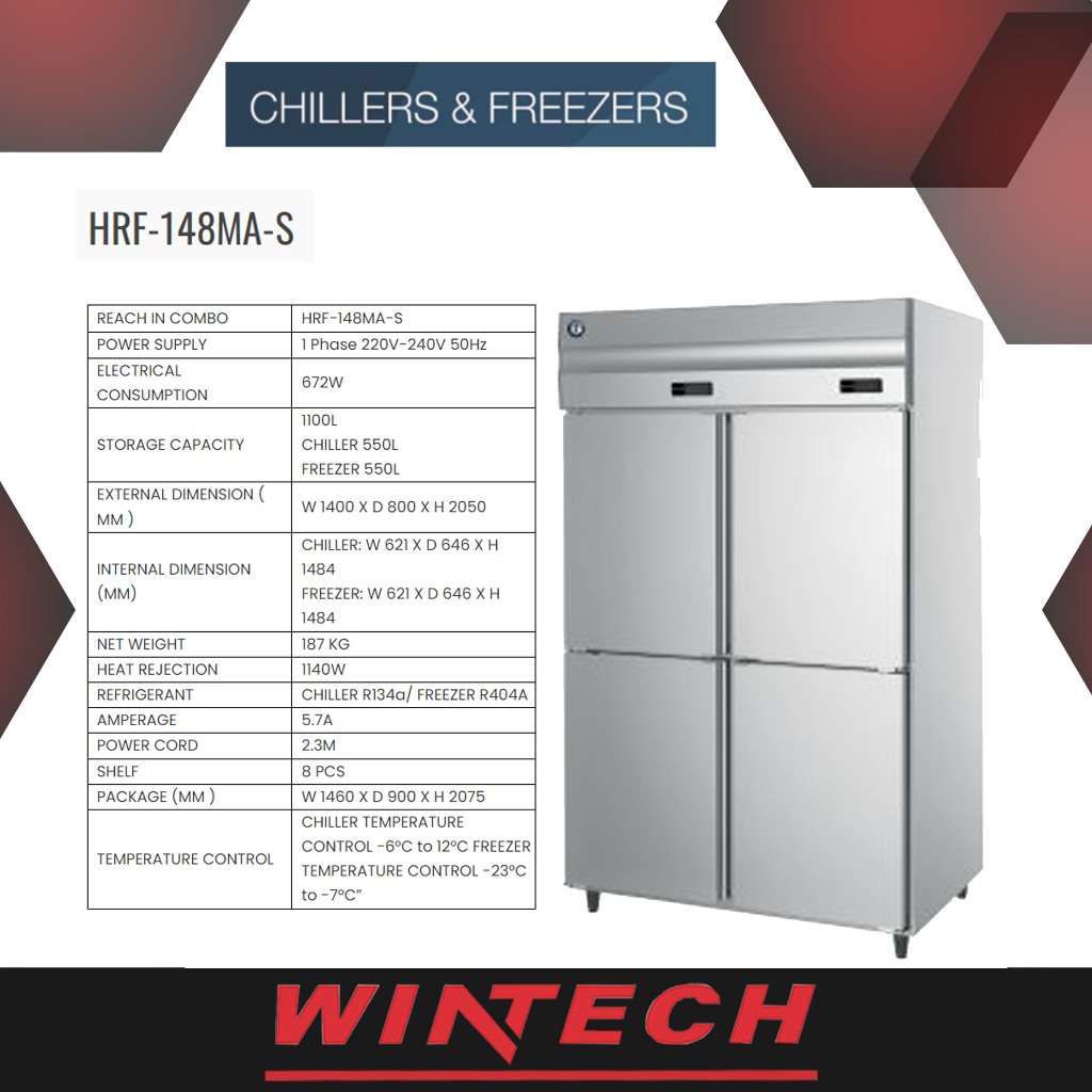 Jual Hoshizaki HRF-148MA-S SS Kitchen Upright Combi Freezer Chiller 4 Pintu | Shopee Indonesia