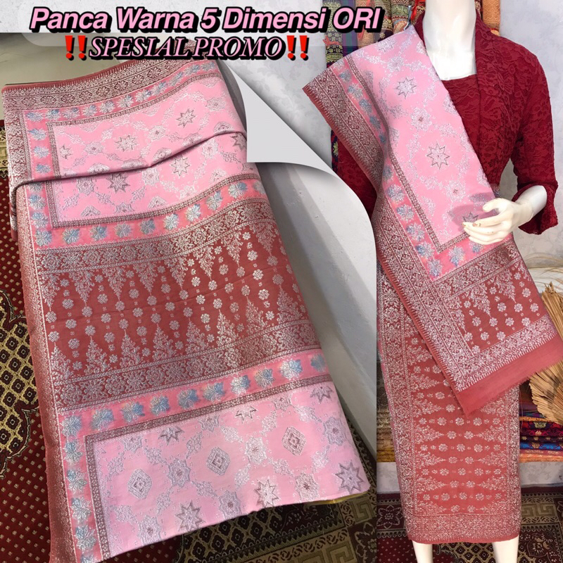 Jual Songket Panca Warna 5 Dimensi ORI Pink Silver-Asli Tenun Tangan ...