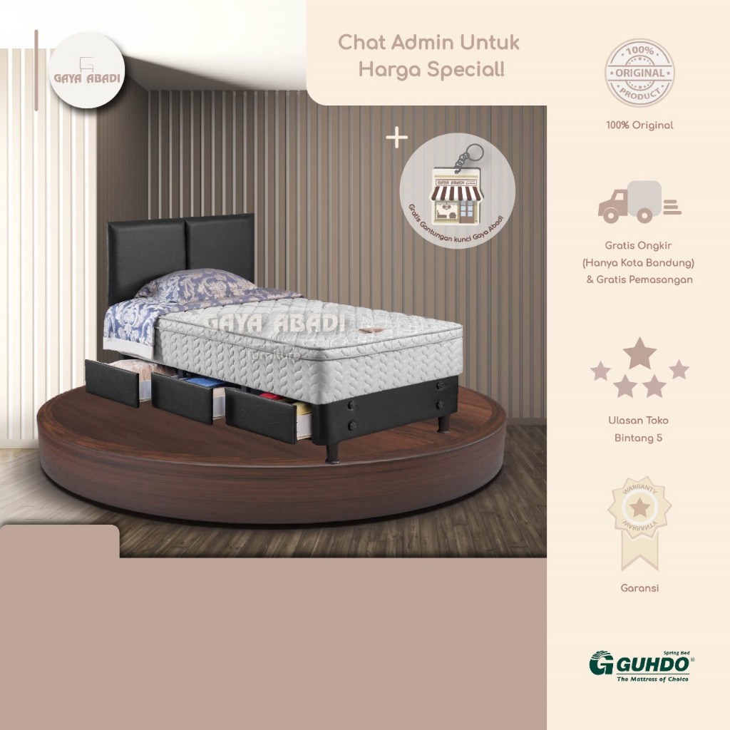 Jual Springbed Guhdo Drawer Bed Standard Plush Top/ Kasur Guhdo Drawer Bed Standar Plush Top ...