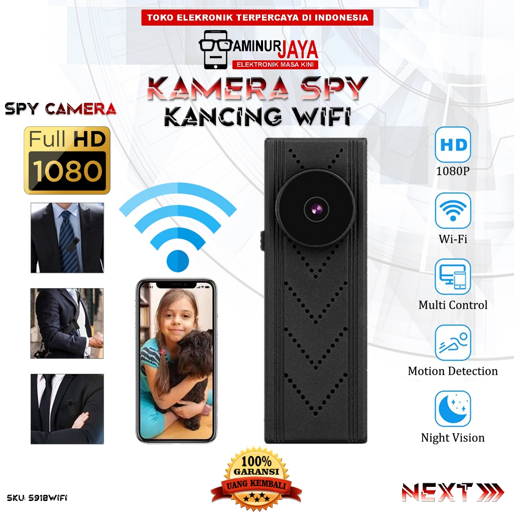 Jual Kamera Spy Model Kancing Wifi IP Camera CCTV Mini Full HD 1080P ...