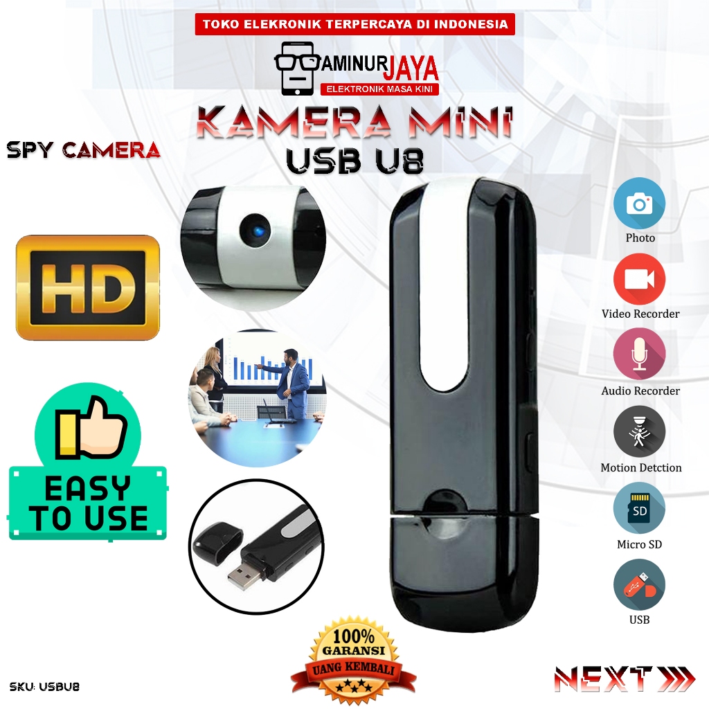 Jual Spy Camera U Disk USB U8 Spycam CCTV Kamera Pengintai Mini ...