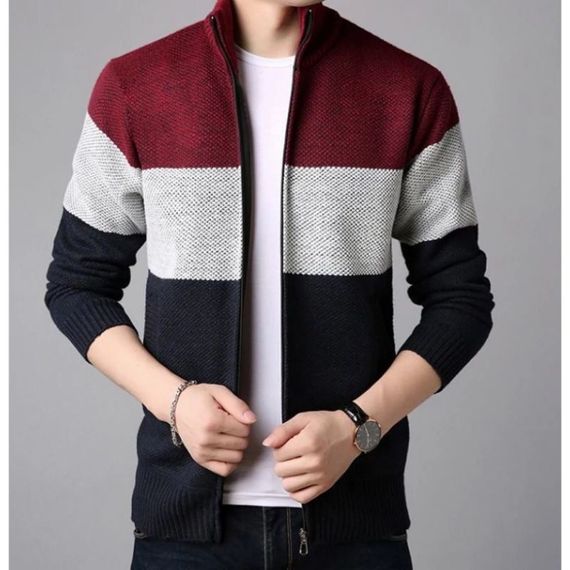 Jual SWEATER BOMBER RAJUT PRIA RESLETING PERPADUAN 3 WARNA | Shopee ...