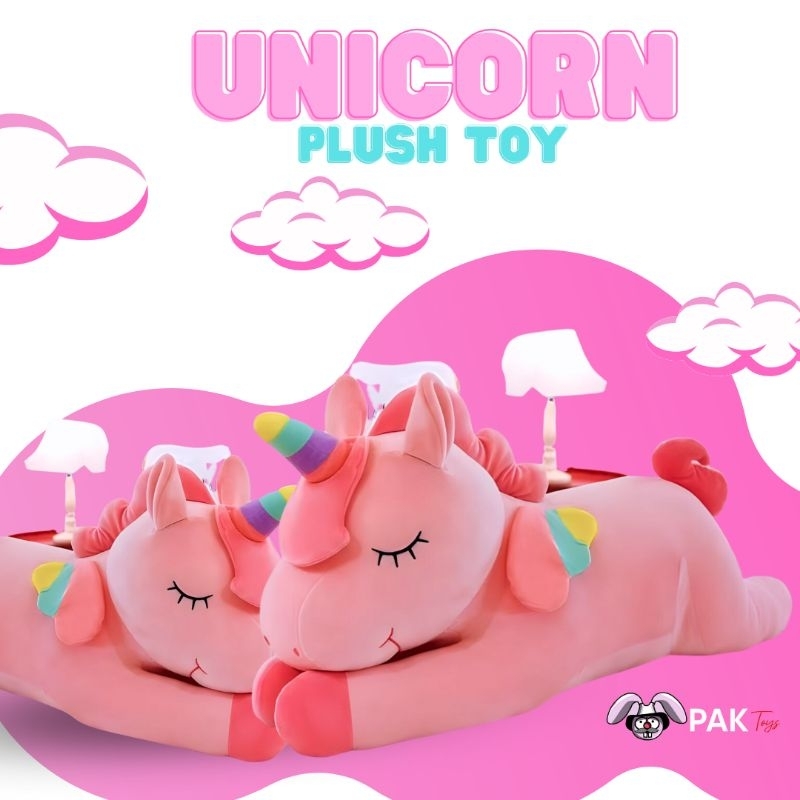 Jual boneka unicorn plush toys kuda poni soft laying ukuran XL 70 CM ...