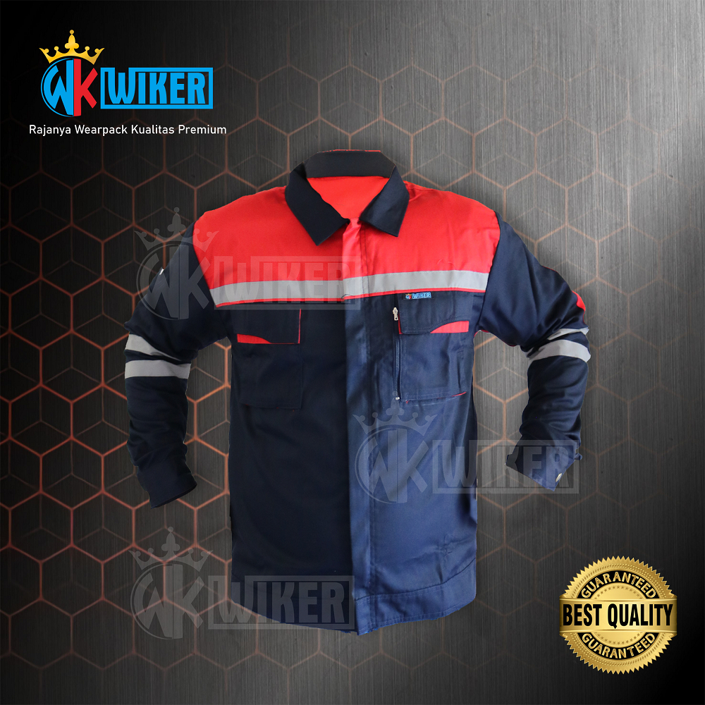 Jual Wearpack Safety Atasan Navy Merah- Jaket Proyek - Baju Safety ...