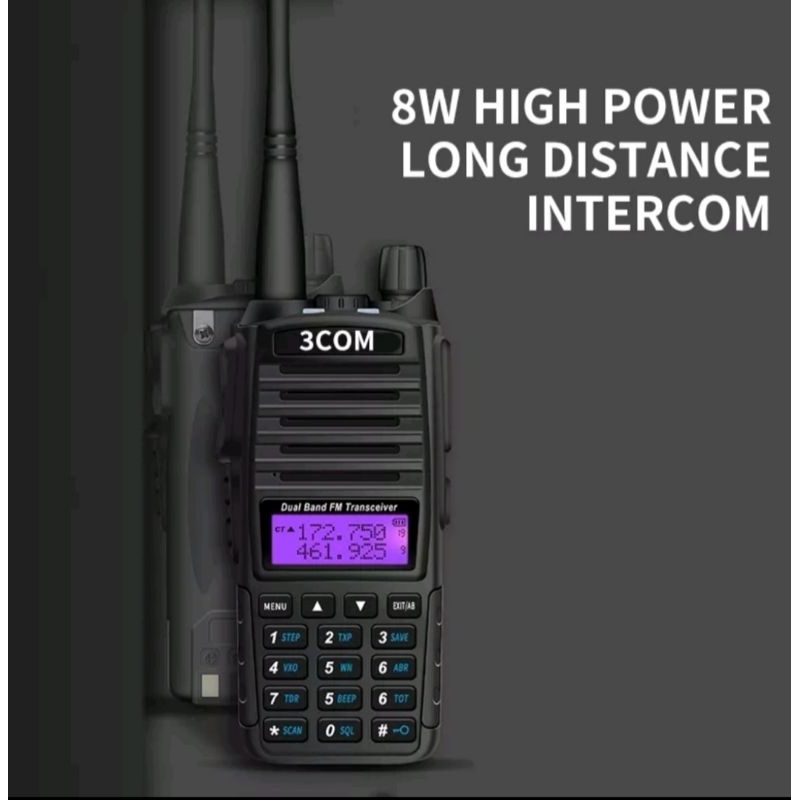 Jual HT 3COM DUAL BAND DUAL PTT 8 WATT ORIGINAL | Shopee Indonesia